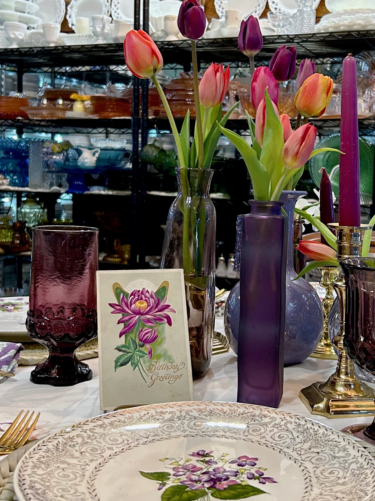 Feature - A Tulip-Inspired Purple Tablescape - Southern Vintage Table